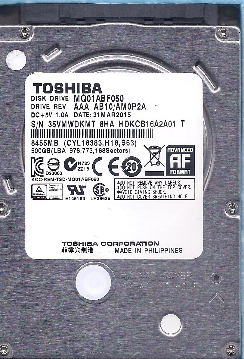 Toshiba MQ01ABF050 500GB HDKCB16A2A01 35VMWDKMT Donor Hard Drive Price ...